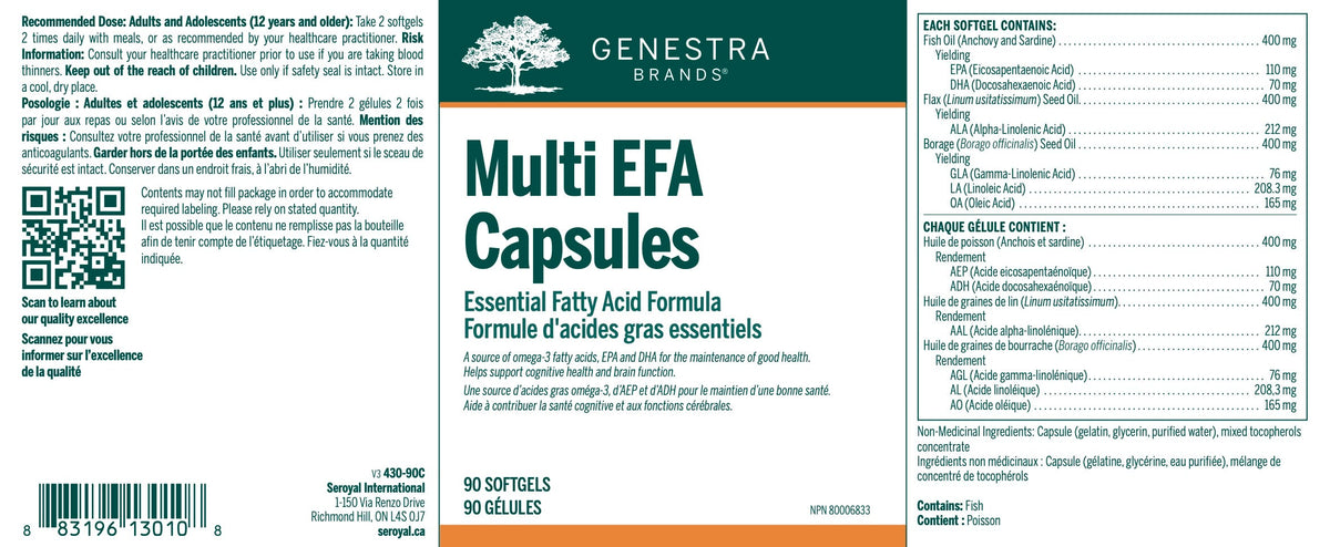 Multi EFA Capsules - Genestra Brands - Énergie PLP - Suppléments ...