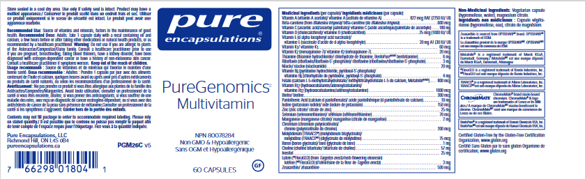 PureGenomics Multivitamin - Pure Encapsulations - La Naturopathe ...